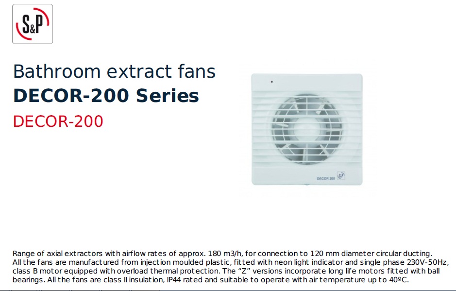 S&P DECOR 200 (C-1) شفاط سقف أسباني – Arabiaex